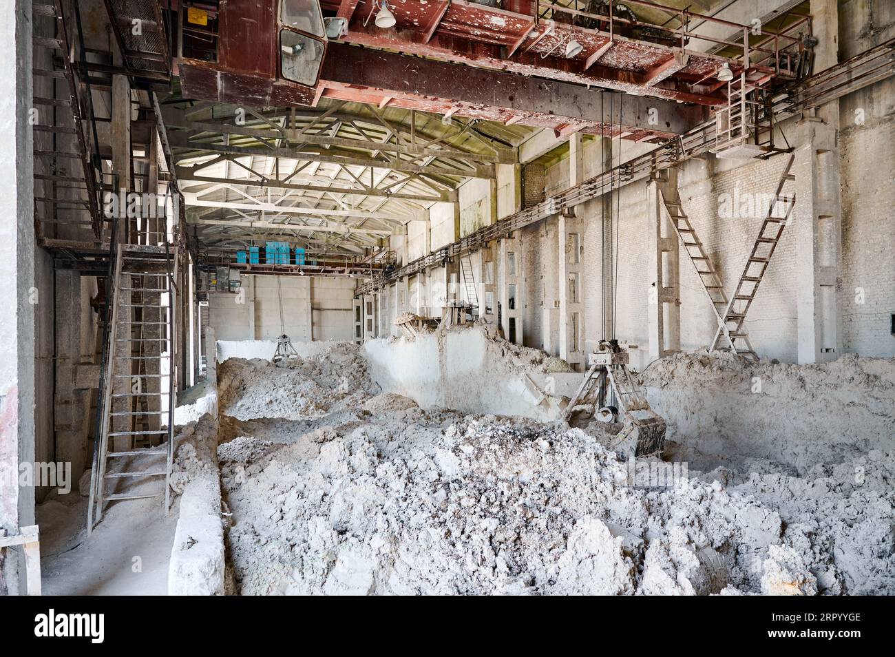 Loaded factory warehouse with chalk mined from open quarry Stock Photo ...