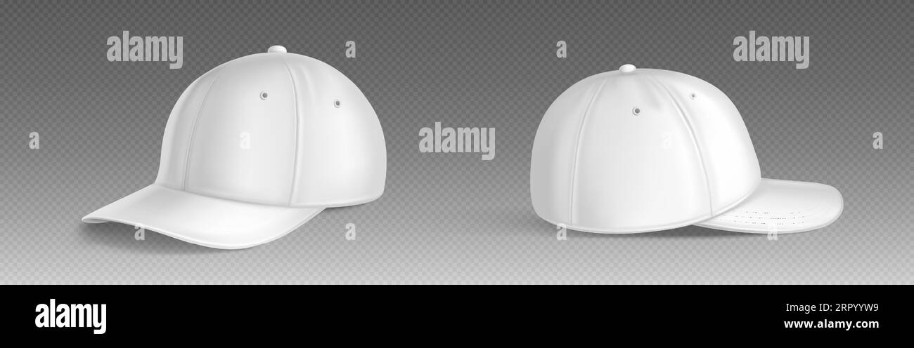 Realistic white cap front and side view isolated on transparent ...