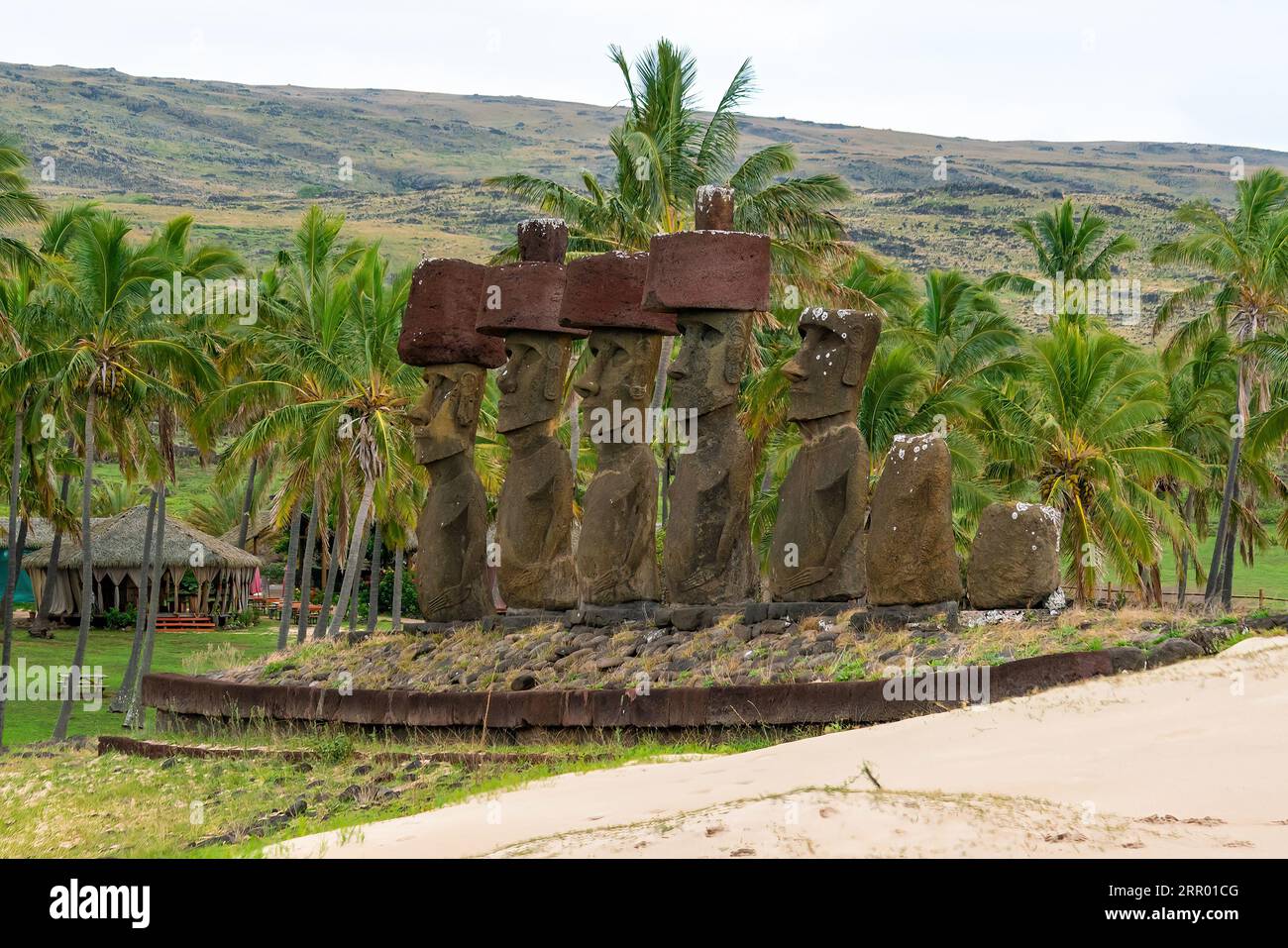 The ancient moai on Easter Island in Chile Stock Photo - Alamy