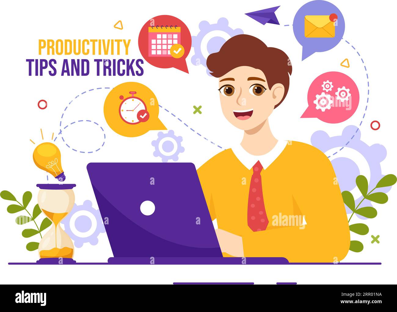 Productivity Tips and Trick Vector Illustration with Marketing Product ...