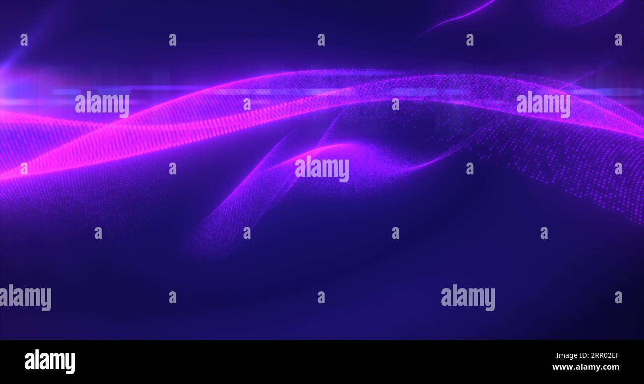 Purple glowing magic waves from energy particles abstract background ...