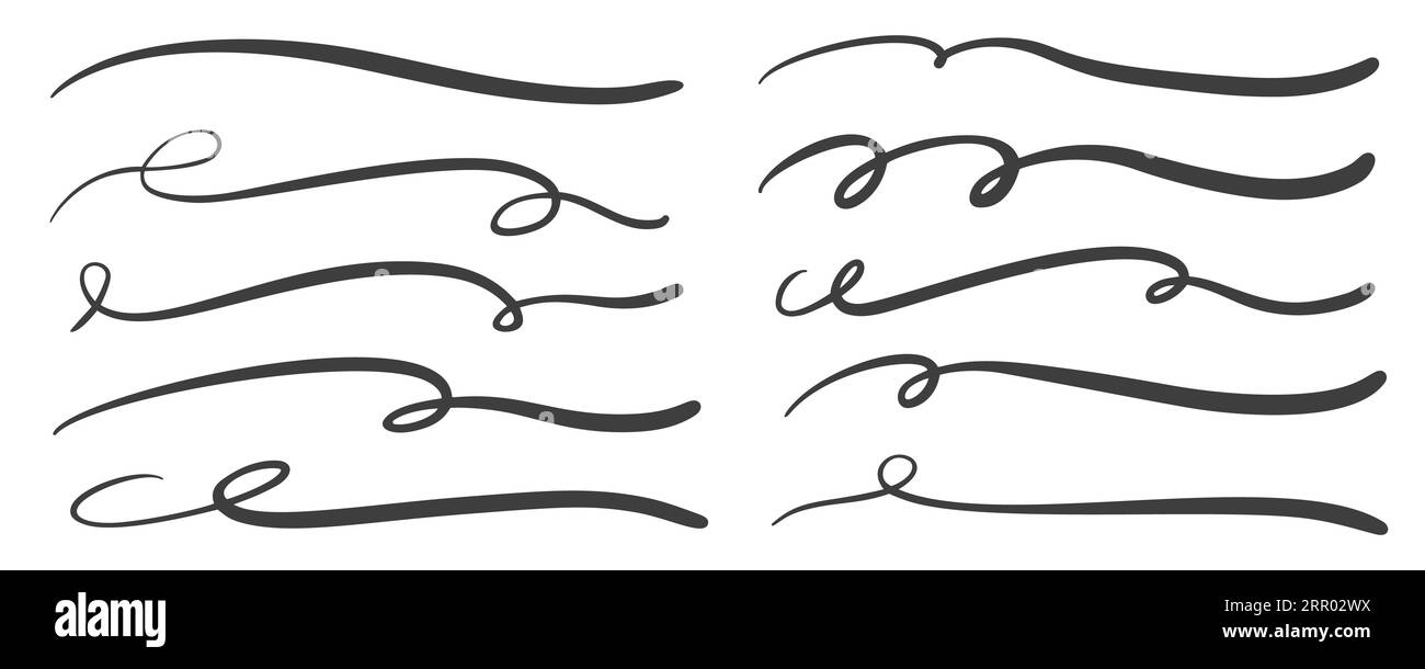 Swashes swoops and swishes calligraphy signs. Underlines hand drawn ...