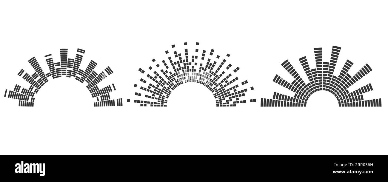 Semicircle sound wave. Audio music equalizer. Round circular icons set ...