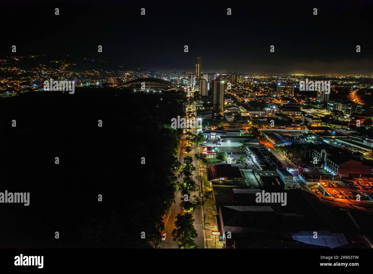 Beautiful aerial Night View of the city of Heredia Alajuela Costa Rica ...