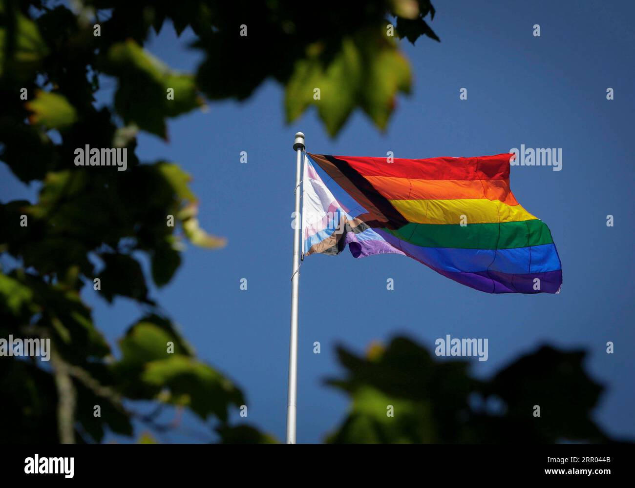200727 -- VANCOUVER, July 27, 2020 -- A rainbow flag is seen raised ...