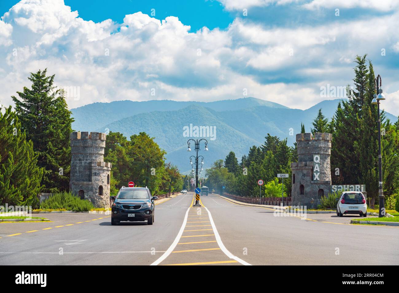Entrance to Qakh city in northwestern Azerbaijan Stock Photo - Alamy