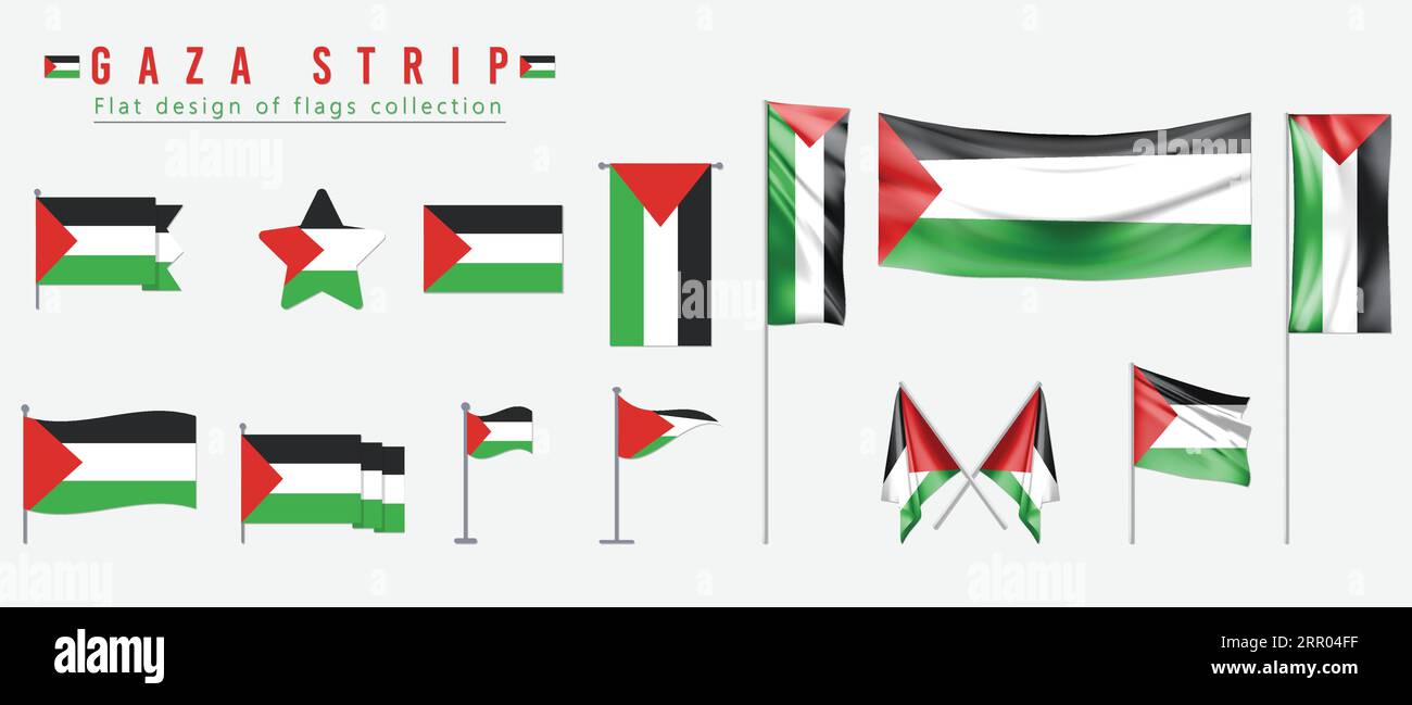 Gaza Strip flag, flat design of flags collection Stock Vector Image ...