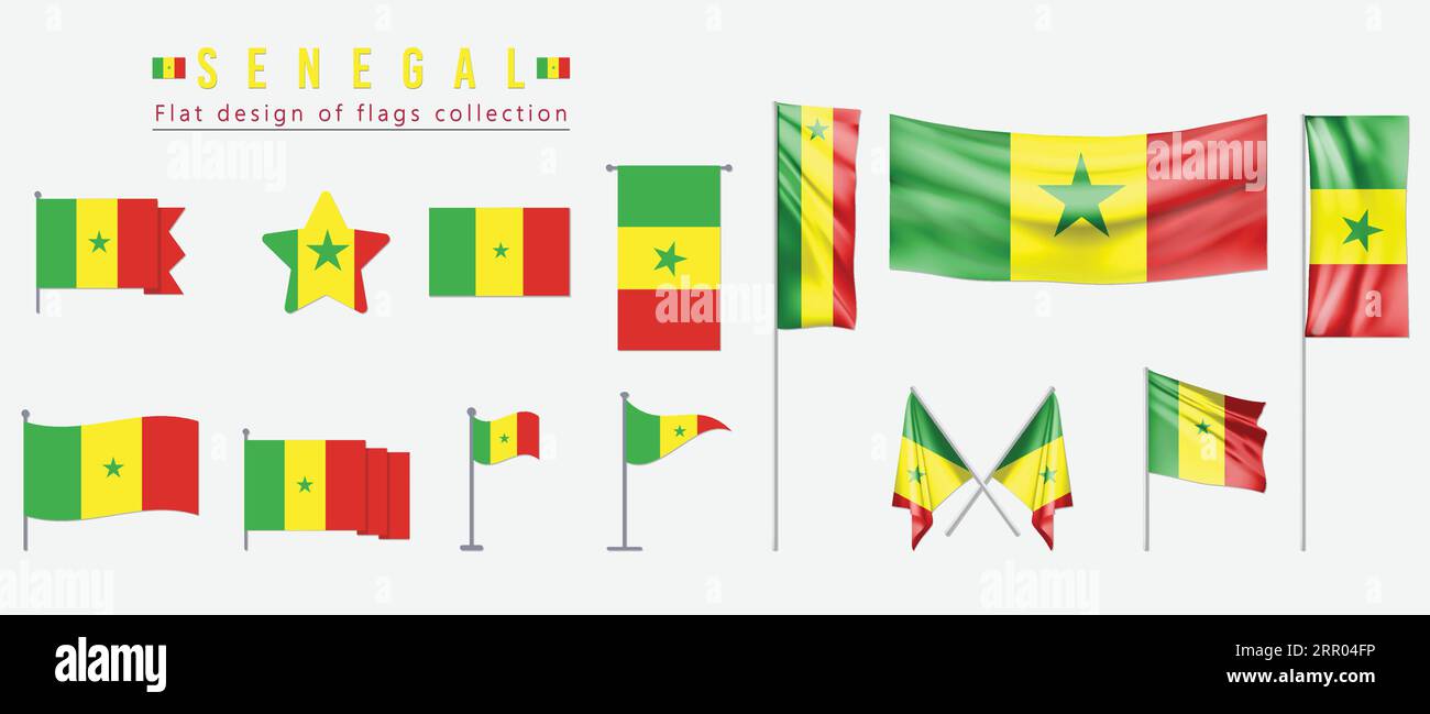 Senegal flag, flat design of flags collection Stock Vector Image & Art - Alamy
