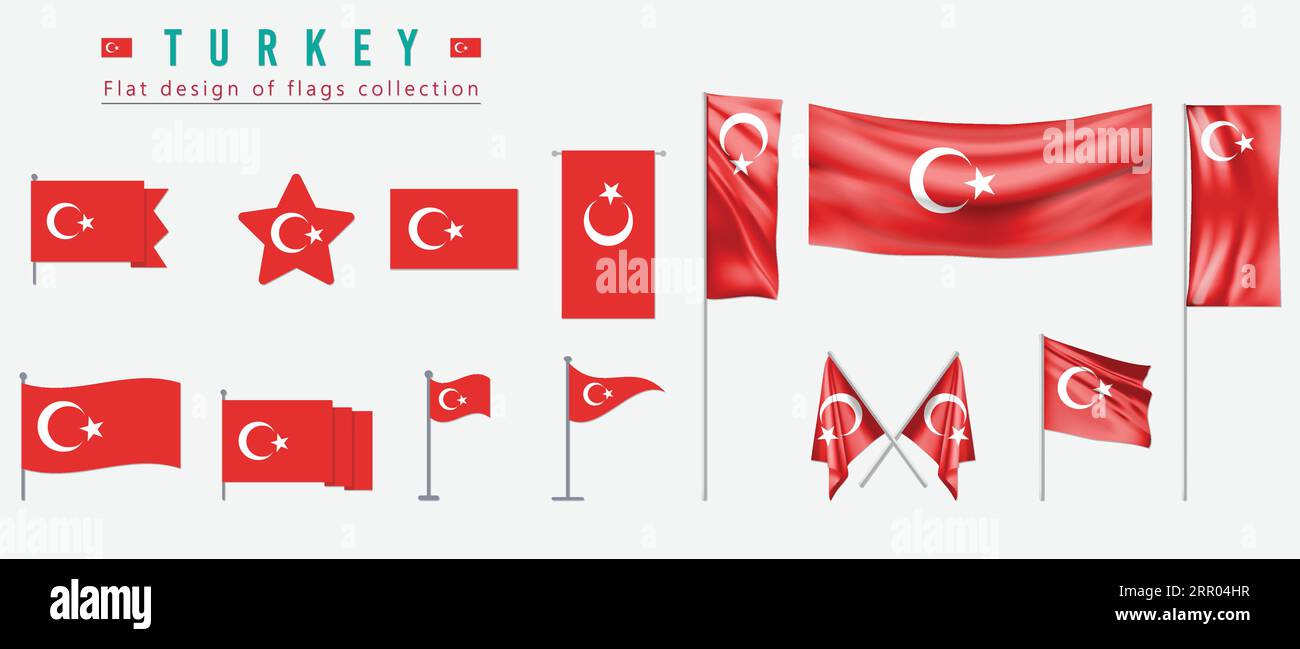 Turkey flag, flat design of flags collection Stock Vector Image & Art ...