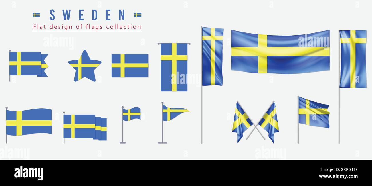 Sweden Flag, flat design of flags collection Stock Vector Image & Art ...