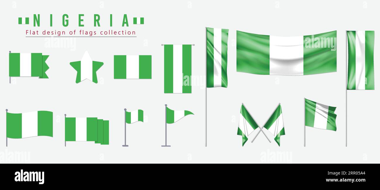 Nigeria flag, flat design of flags collection Stock Vector Image & Art ...