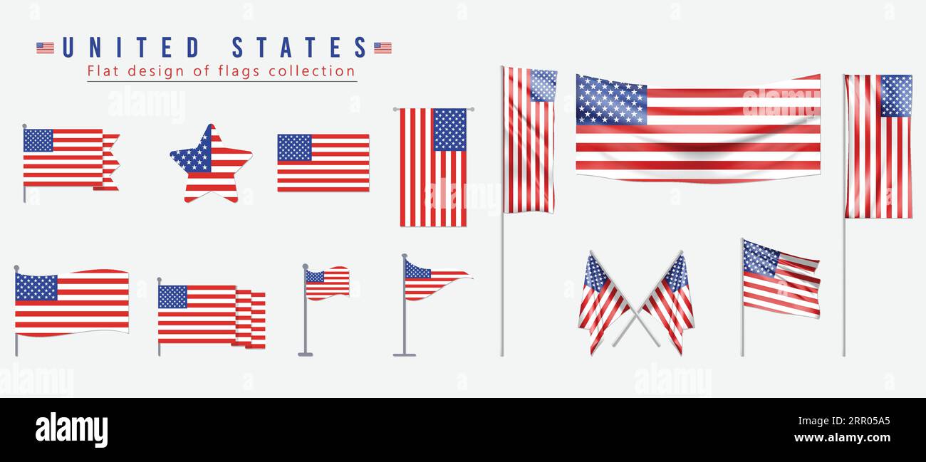 United States flag, flat design of flags collection Stock Vector Image ...