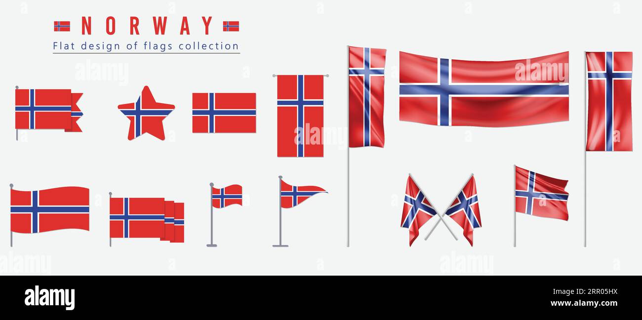 Norway flag, flat design of flags collection Stock Vector Image & Art ...