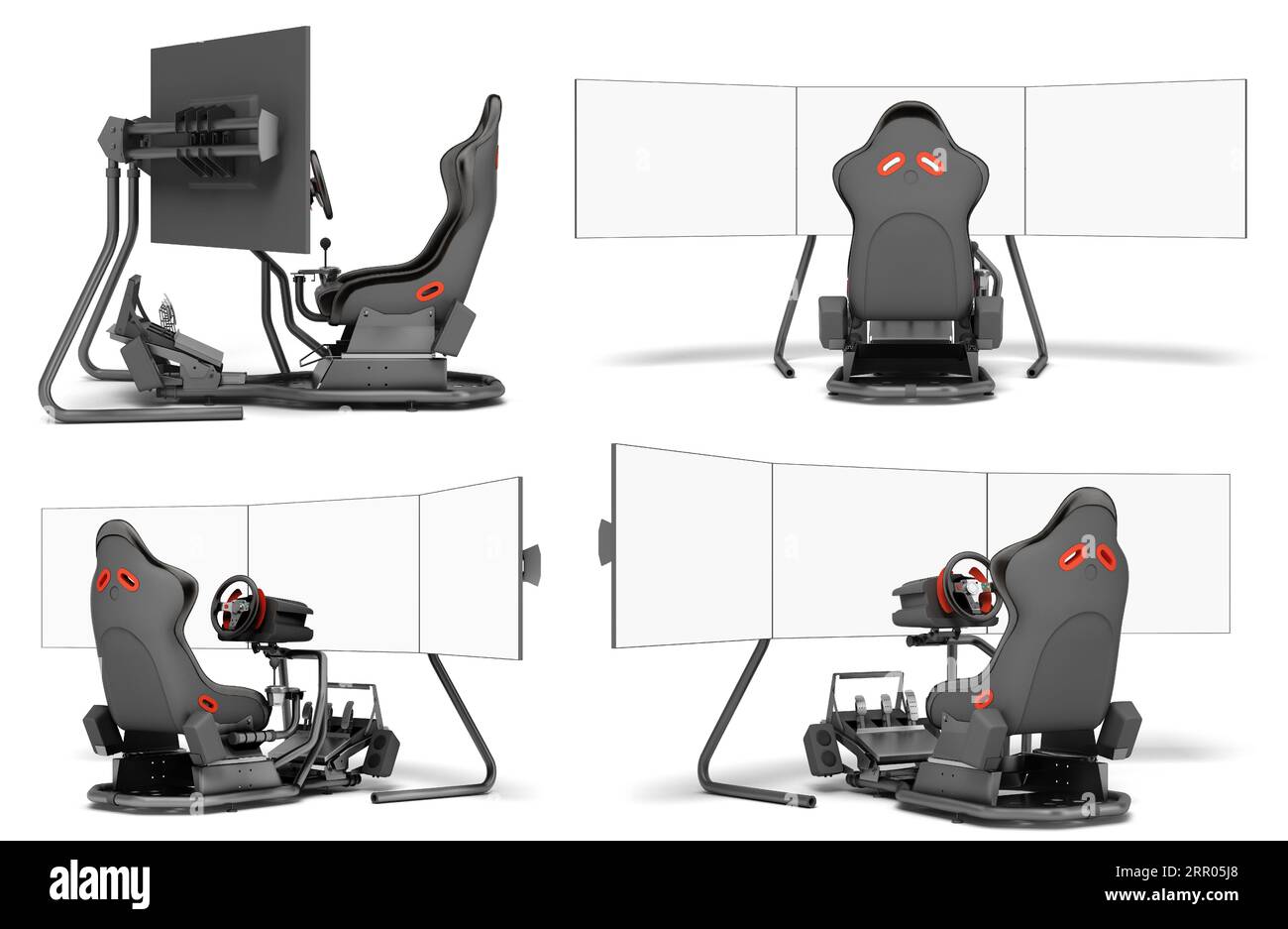 Set of modern car game simulator 3d render on white Stock Photo - Alamy