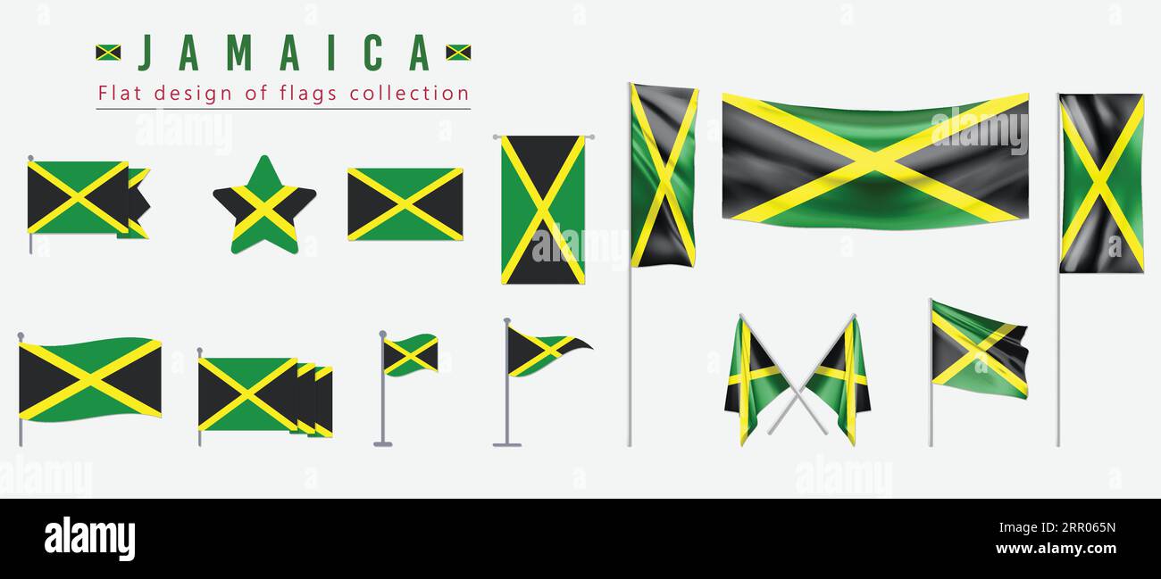 Jamaica flag, flat design of flags collection Stock Vector Image & Art ...