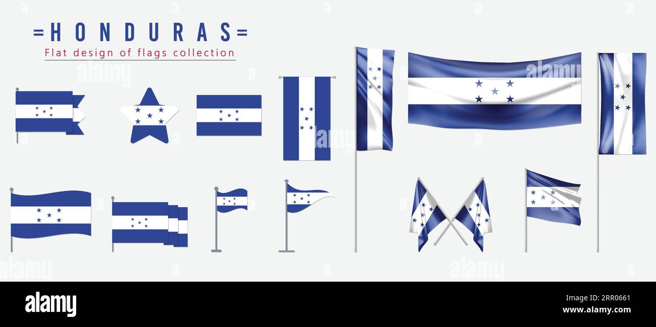 Honduras flag, flat design of flags collection Stock Vector Image & Art ...