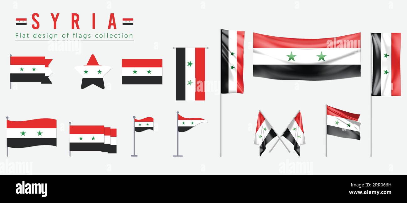 Syria flag, flat design of flags collection Stock Vector Image & Art ...