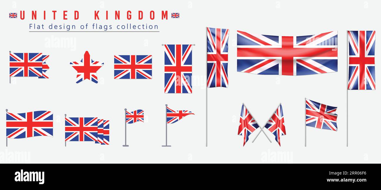 United Kingdom flag, flat design of flags collection Stock Vector Image ...
