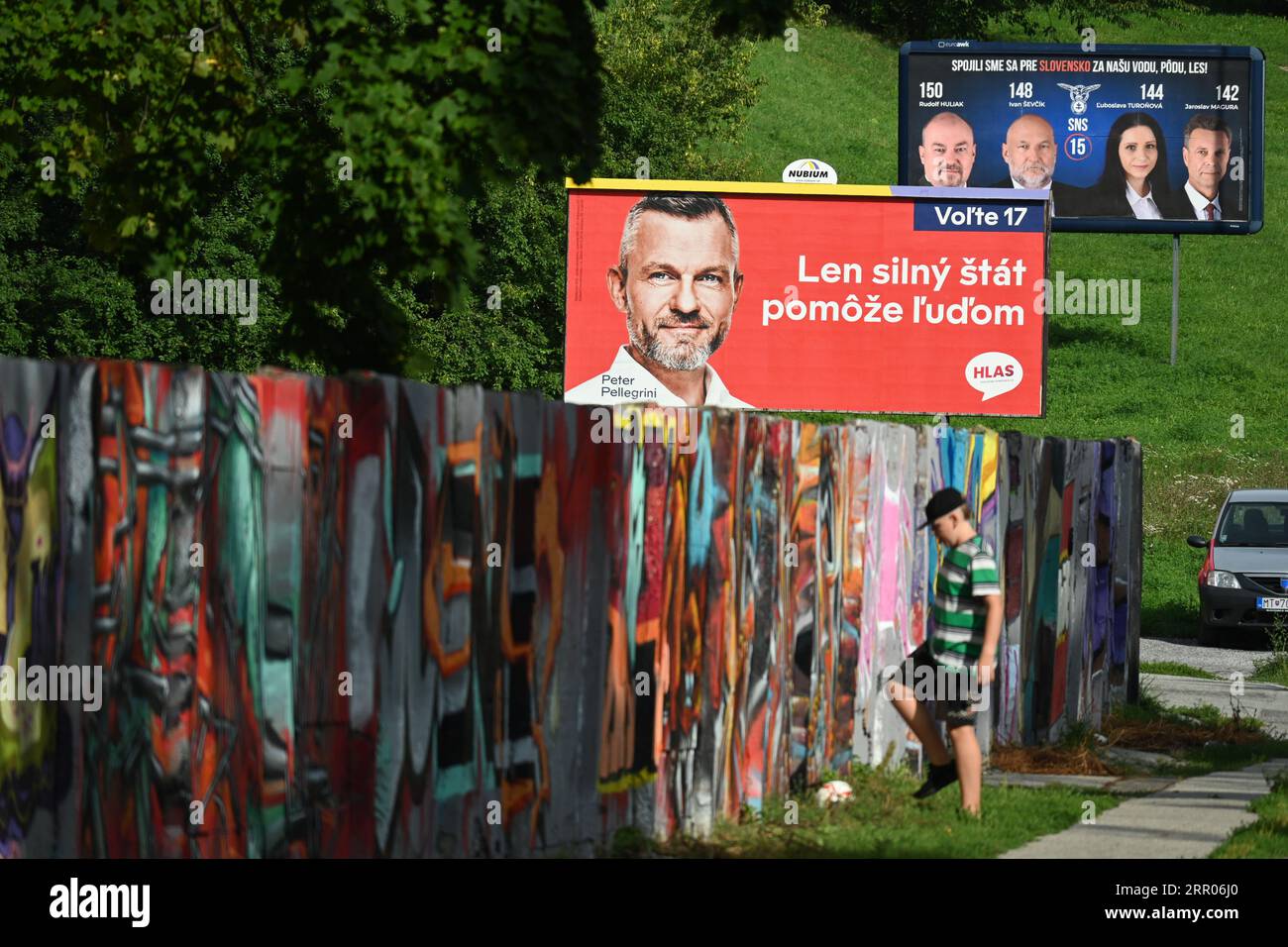 The election billboard for the HLAS party displays the face of the ...
