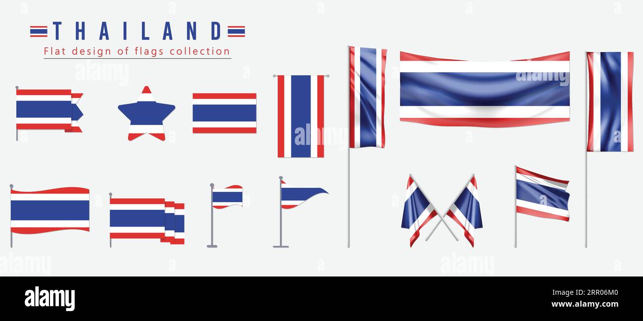 Thailand flag, flat design of flags collection Stock Vector Image & Art ...