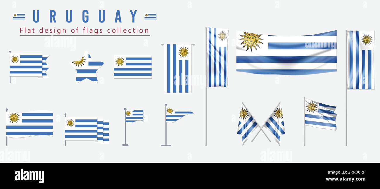 Uruguay flag, flat design of flags collection Stock Vector Image & Art ...