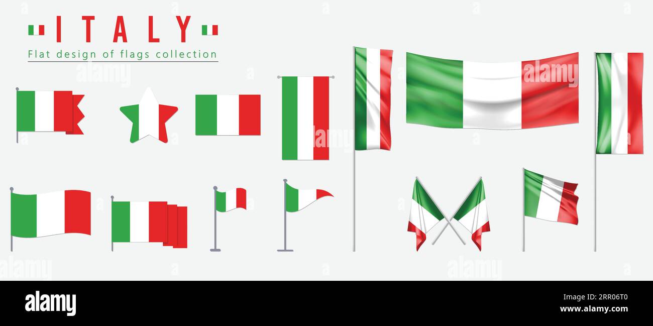 Italy flag, flat design of flags collection Stock Vector Image & Art ...