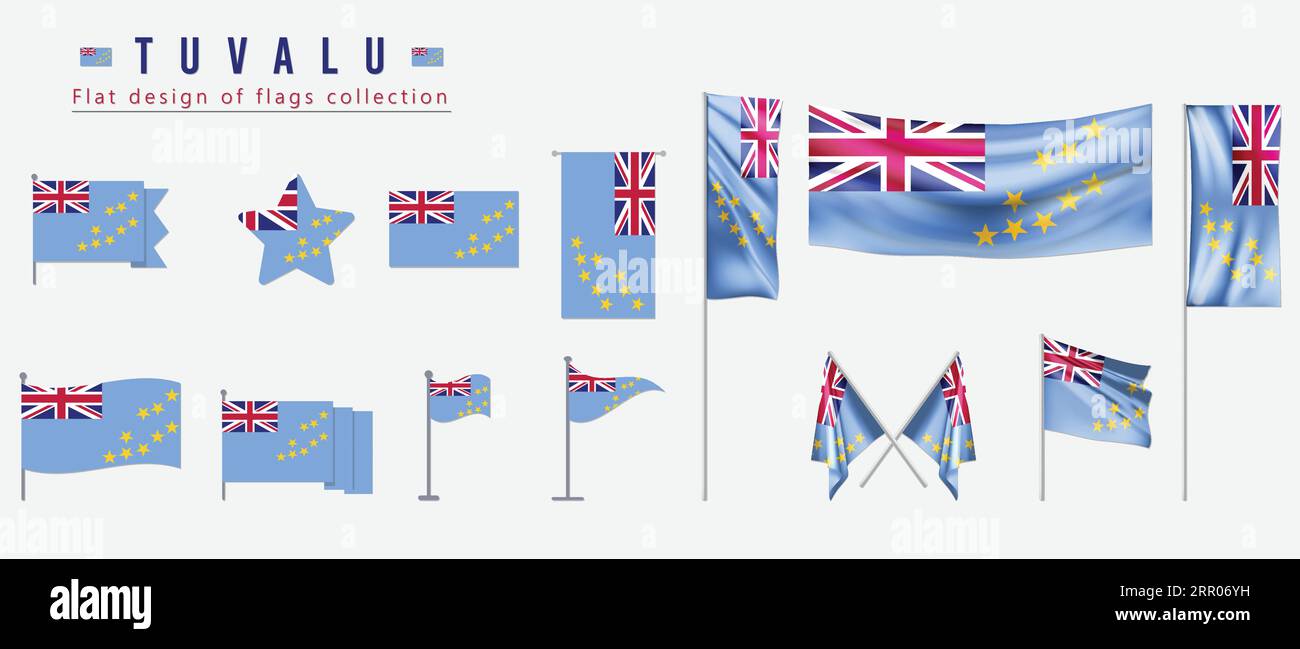 Tuvalu flag, flat design of flags collection Stock Vector Image & Art ...