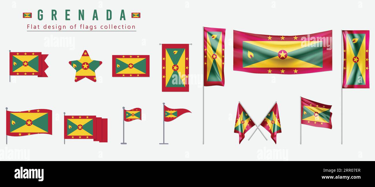 Grenada flag, flat design of flags collection Stock Vector Image & Art ...
