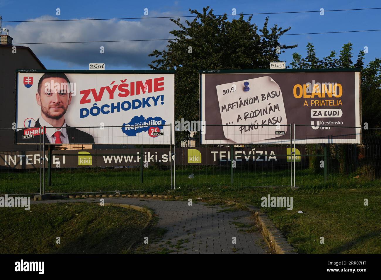 August 31, 2023, Dubnica nad Vahom, Slovakia: The election billboard ...