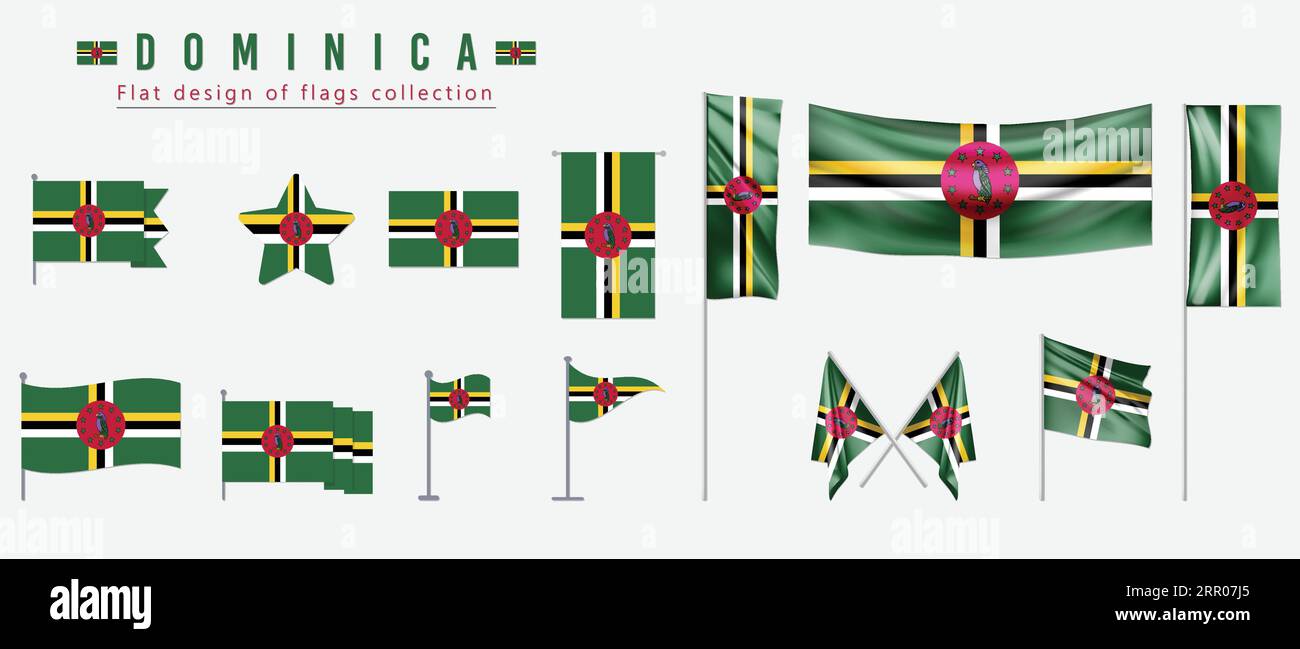 Dominica flag, flat design of flags collection Stock Vector Image & Art ...