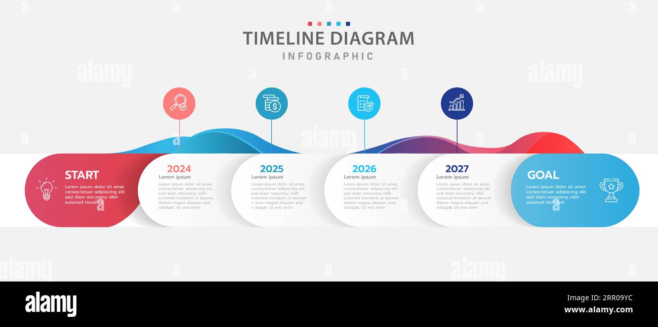 Infographic template for business. 6 Steps Modern Timeline diagram with ...