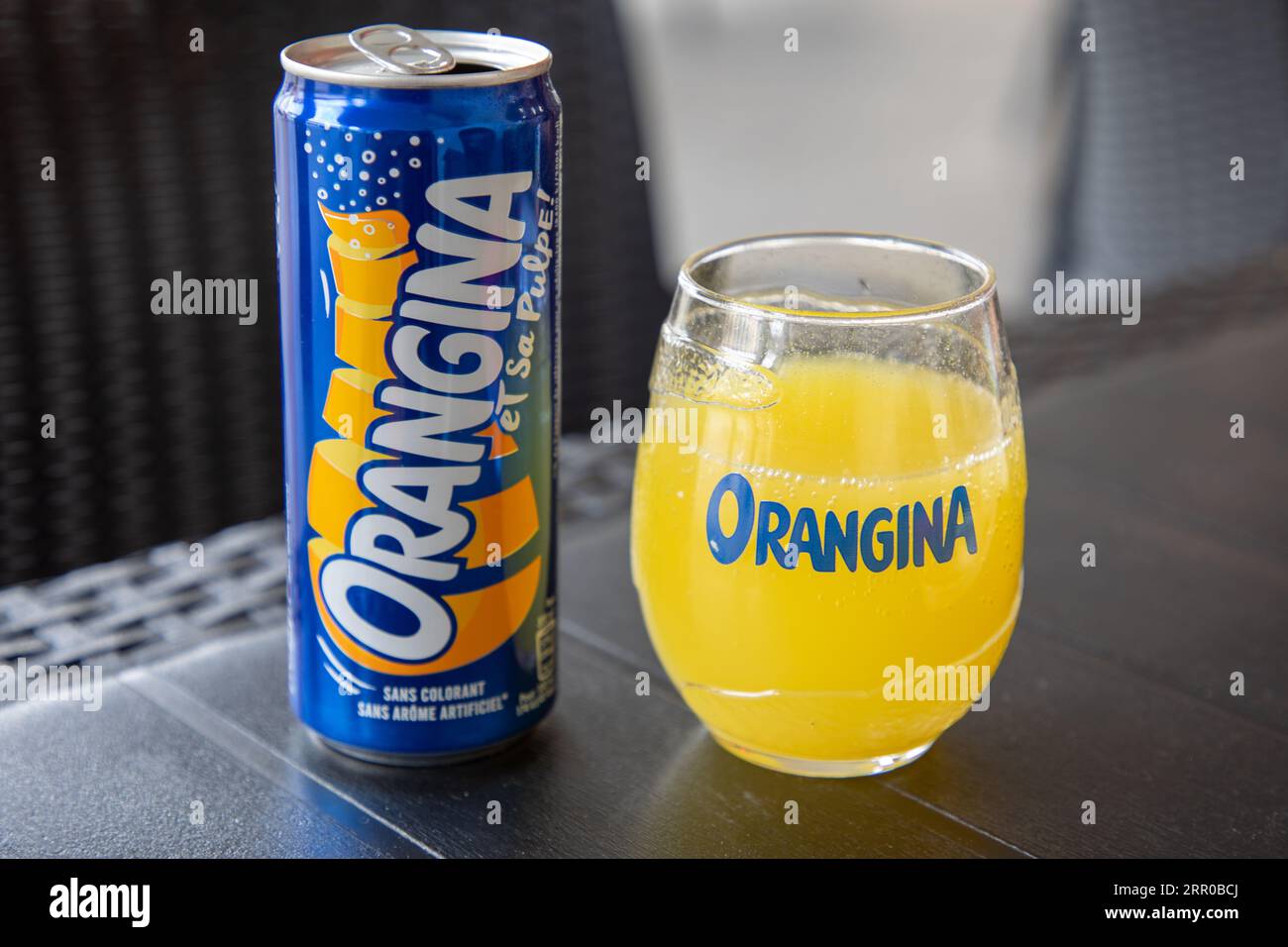 Bordeaux , France - 09 01 2023 : Orangina carbonated orange lemonade ...