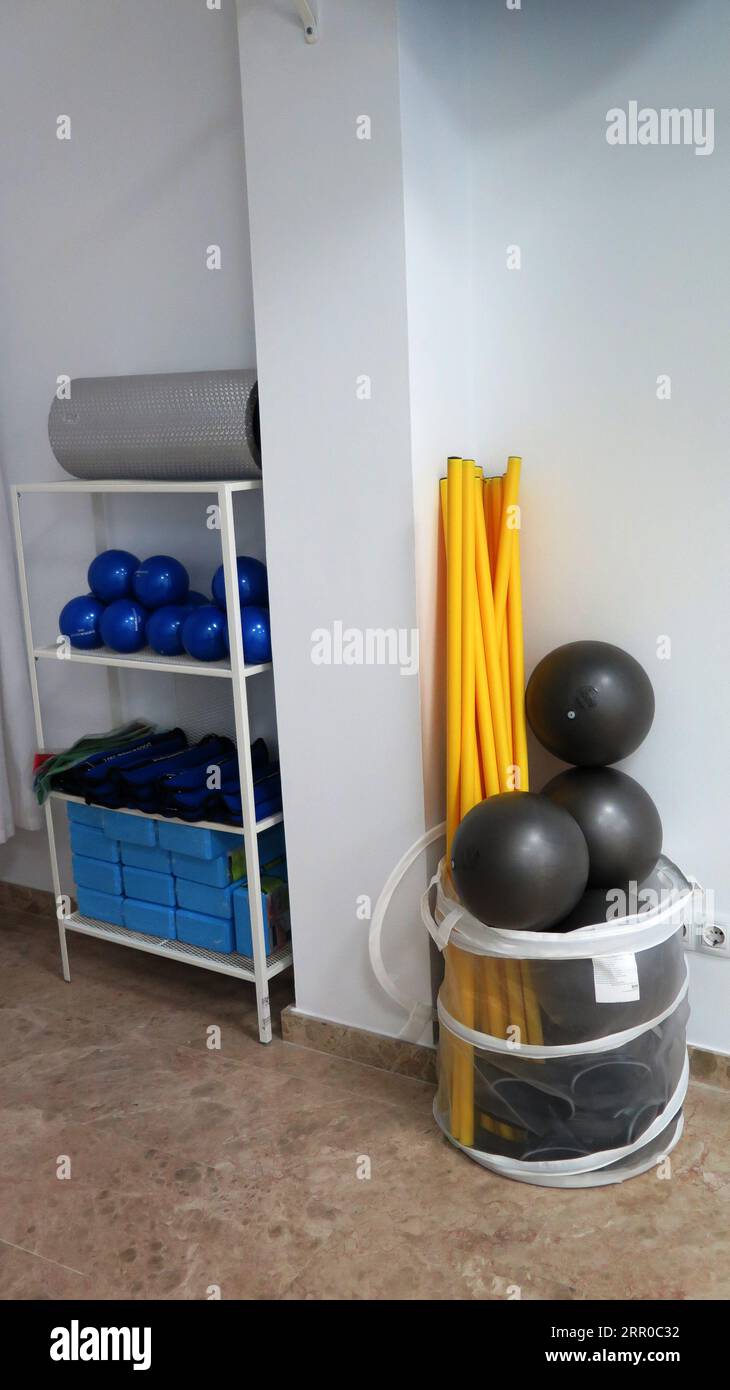 Large rubber balls used in physiotherapy sessions at new clinic in ...