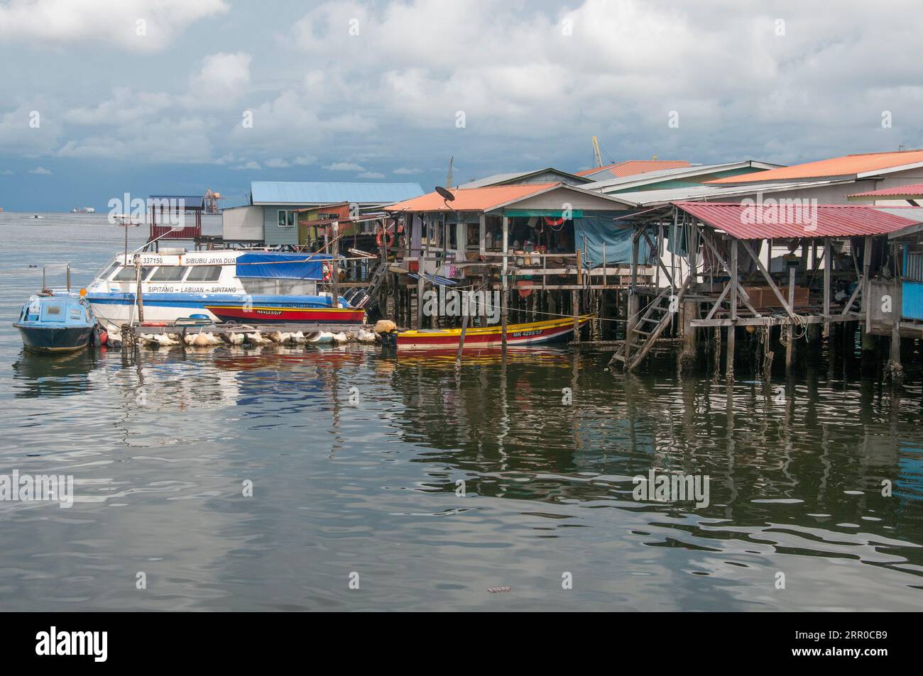 Kampung Ayer floating or stilt village on Labuan Island, Malaysia Stock ...