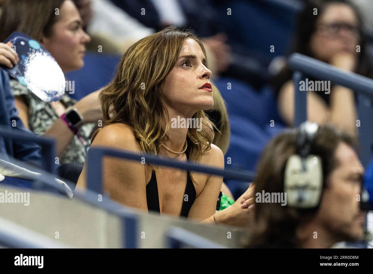 Emma Watson attends quarterfinal round match between Ben Shelton of USA ...