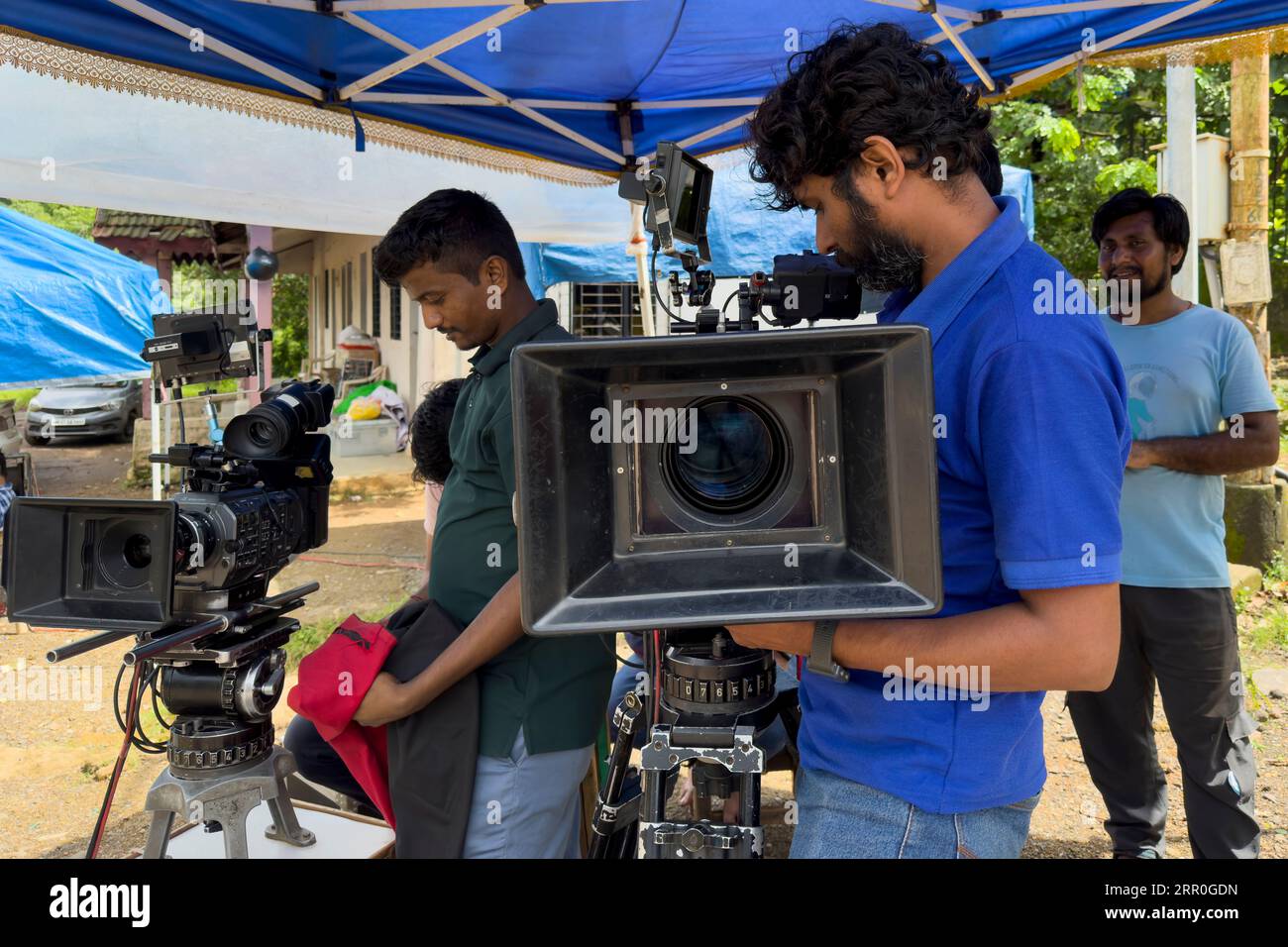 Film crew prepares to film a movie at Goregaon Film City complex, which ...