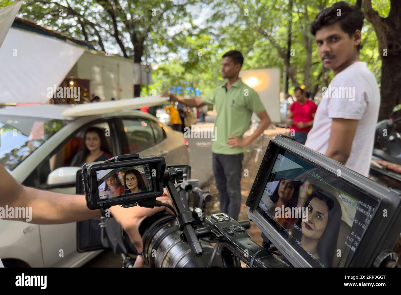 Film crew prepares to film a movie at Goregaon Film City complex, which ...