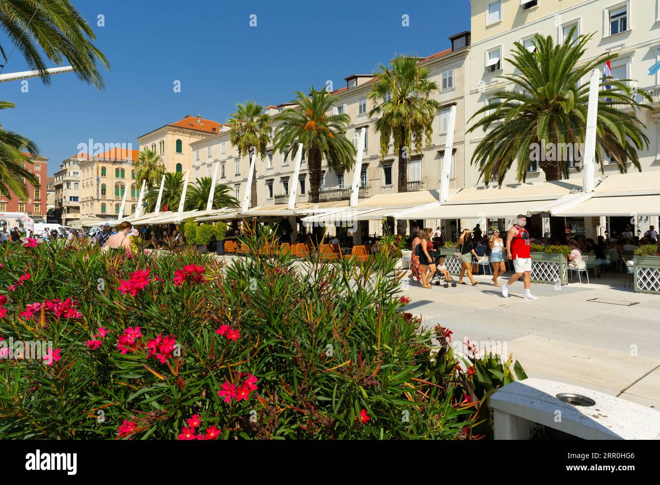 Croatia Split city port harbour old town main promenade Riva covered ...