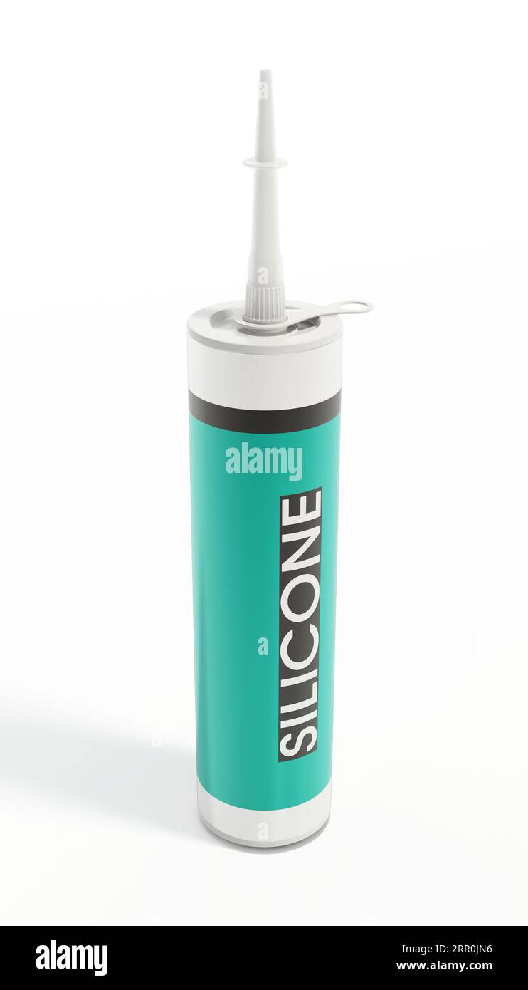 Silicone sealant cartridge isolated on white background. 3D ...