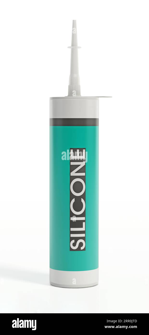 Silicone sealant cartridge isolated on white background. 3D ...