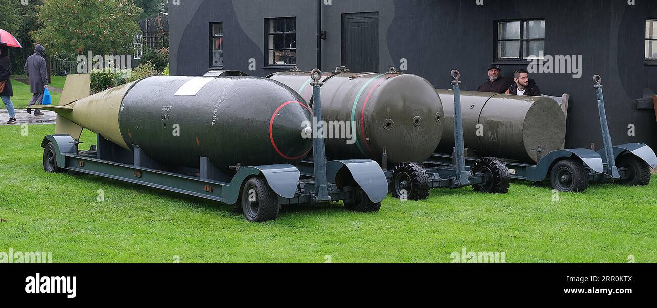 Three large capacity British second world war aerial boms on display ...