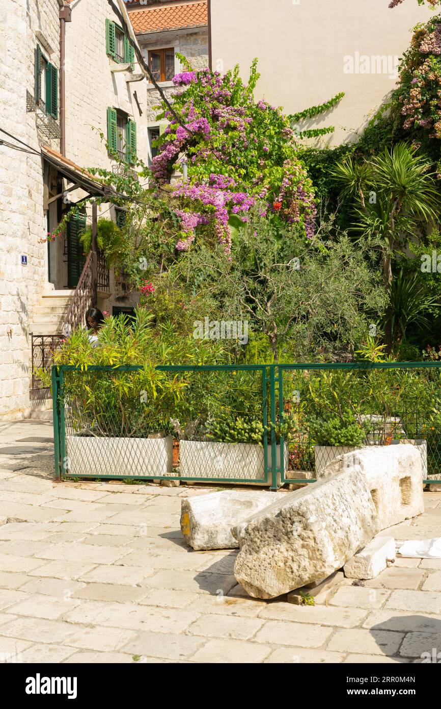 Croatia Split city port old town secluded courtyard by Cathedral with ...