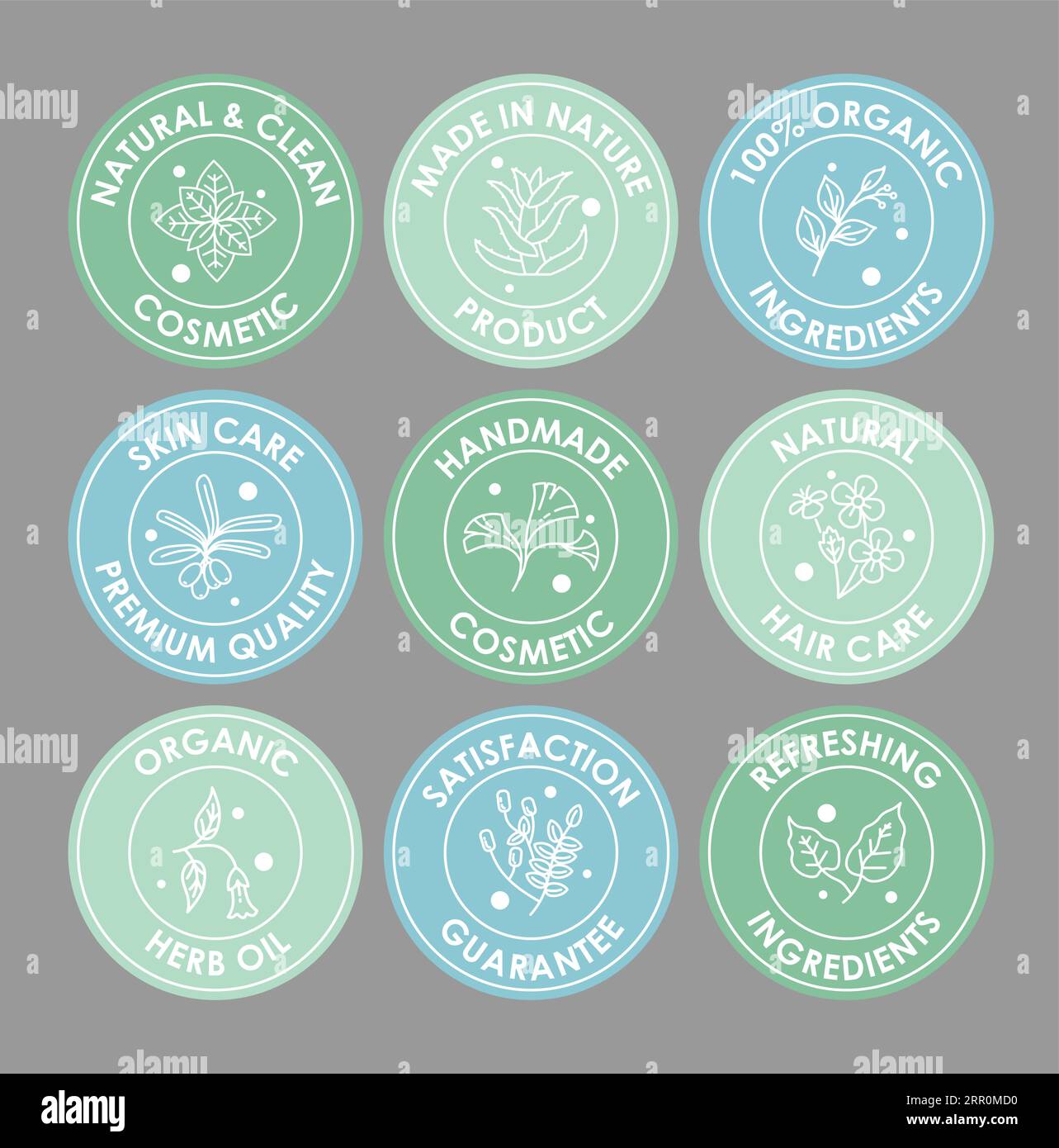 Natural cosmetic sticker, package element set Stock Vector Image & Art ...