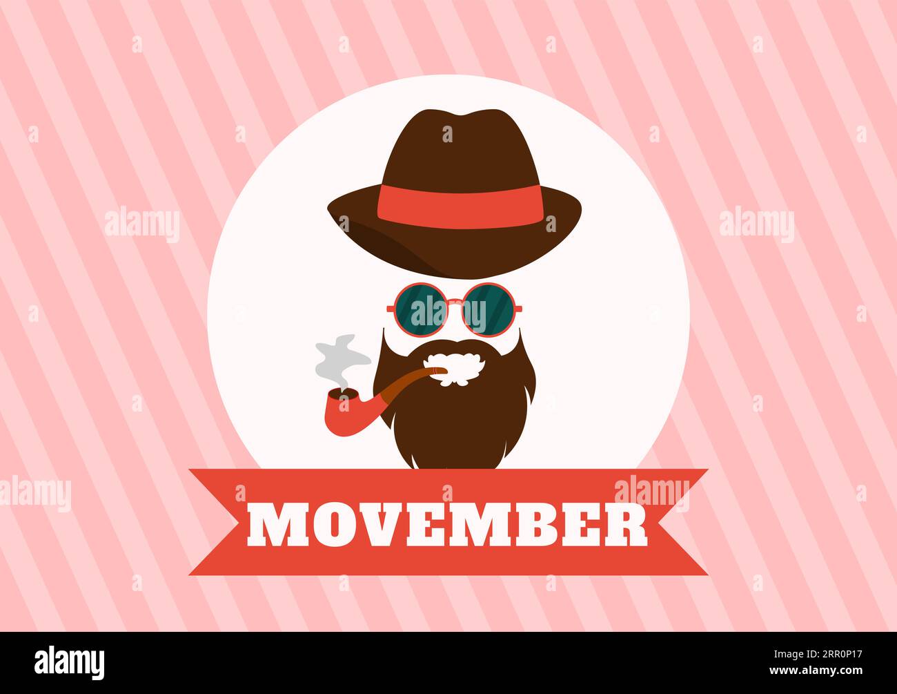 Movember Time Vector Illustration with Mustache and Ribbon for Men's ...