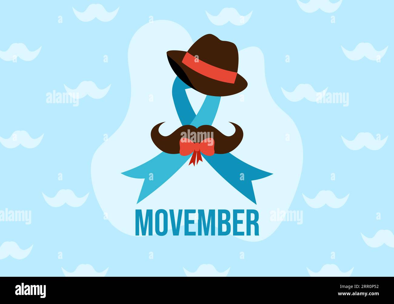 Movember Time Vector Illustration with Mustache and Ribbon for Men's ...