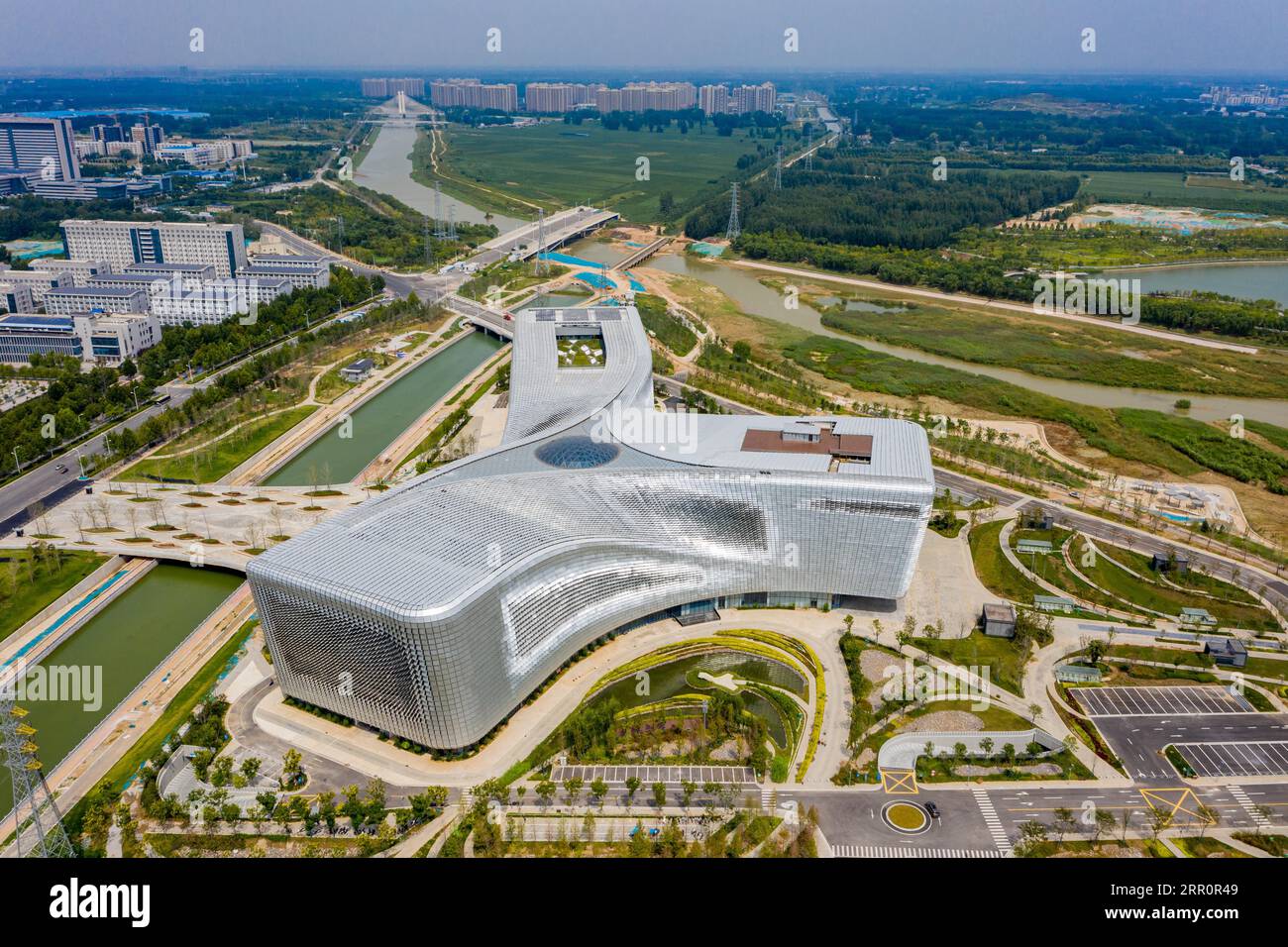 Aerial photo shows the new Henan Science and Technology Museum in ...
