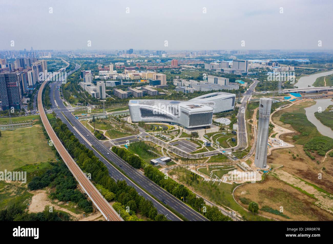 Aerial photo shows the new Henan Science and Technology Museum in ...