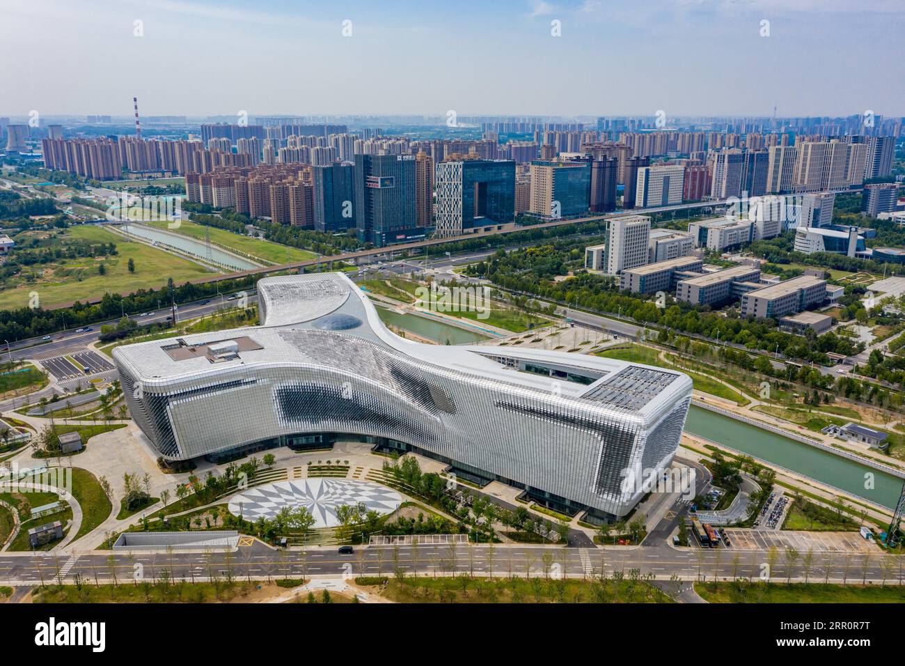 Aerial photo shows the new Henan Science and Technology Museum in Zhengzhou City, central China ...