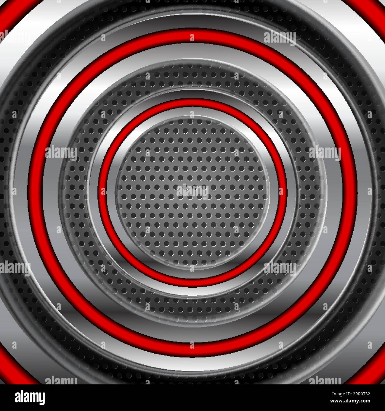 Red and steel metallic technology circles abstract background. Vector ...