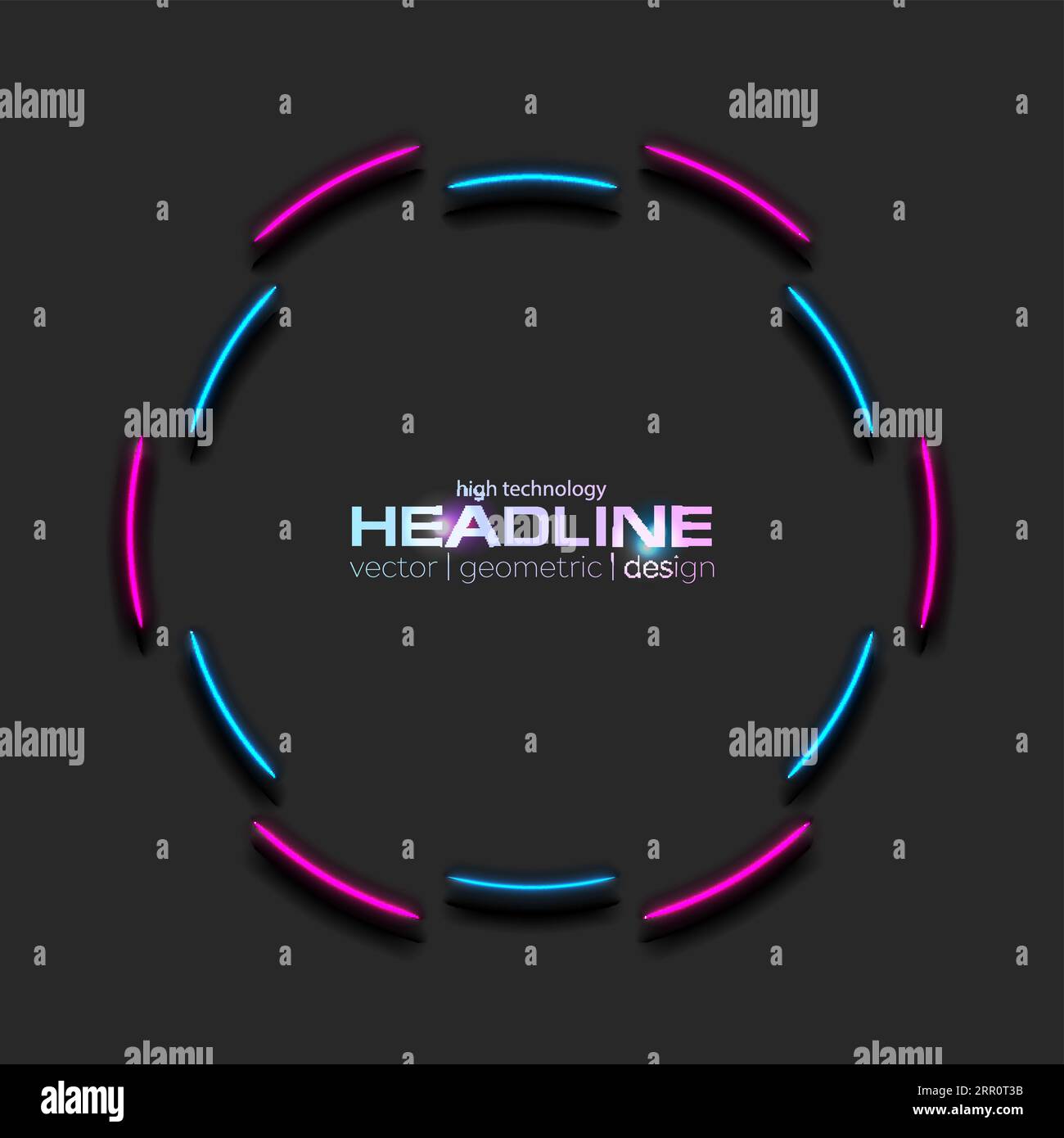 Bright neon blue purple circle frame tech abstract background. Vector ...